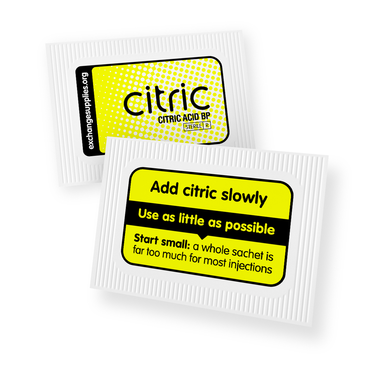 Sterile citric acid sachets